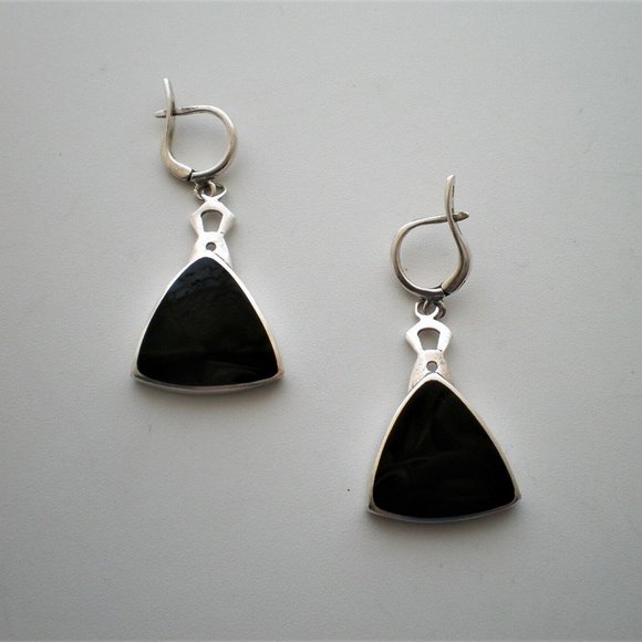 Jewelry | Russian Russia Sterling Silver 925 Black Obsidian Triangle ...